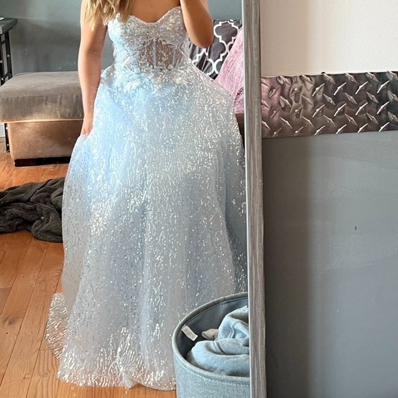 Dresses | Icy Blue Prom Dress Worn Once | Poshmark